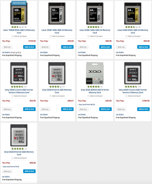 Many of the Sony and Lexar XQD memory cards are now back in stock ...