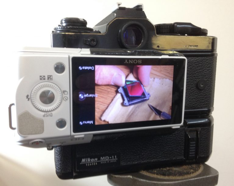 Using a Sony NEX as a digital back for a Nikon FE film SLR camera ...