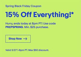 The one day only eBay deal is back: 15% off up to $50 (coupon included ...