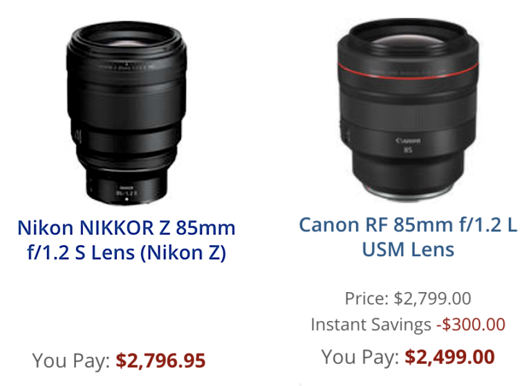 Nikon Nikkor Z 85mm f/1.2 S vs. Canon RF 85mm f/1.2 L USM ...