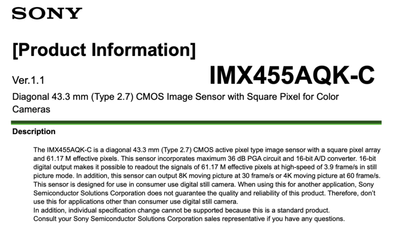 Sony has officially listed two new sensors on their website (44.7MP and ...
