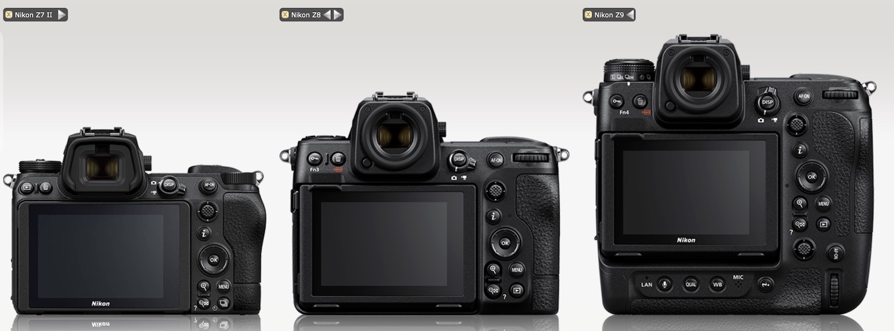 Nikon Z7II vs. Z8 vs. Z9 size and specification comparisons - Nikon Rumors