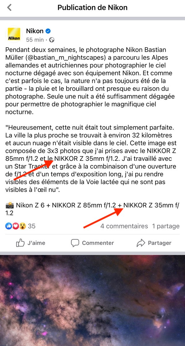 Nikkor Z 35mm f/1.2 S-line lens mentioned on Nikon France social media - Nikon Rumors