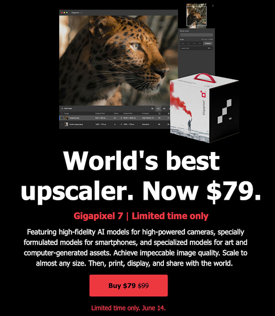 Topaz Gigapixel 7 upscaling software is now $20 off for a limited time ...