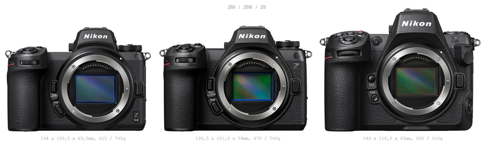 Nikon Z6 II vs. Nikon Z6 III vs. Nikon Z8 cameras size comparison - Nikon Rumors