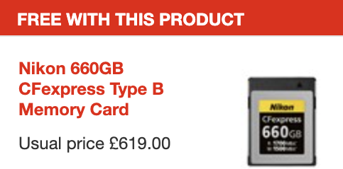 The Z9 now comes with a free Nikon MC-CF660G CFexpress memory card ...