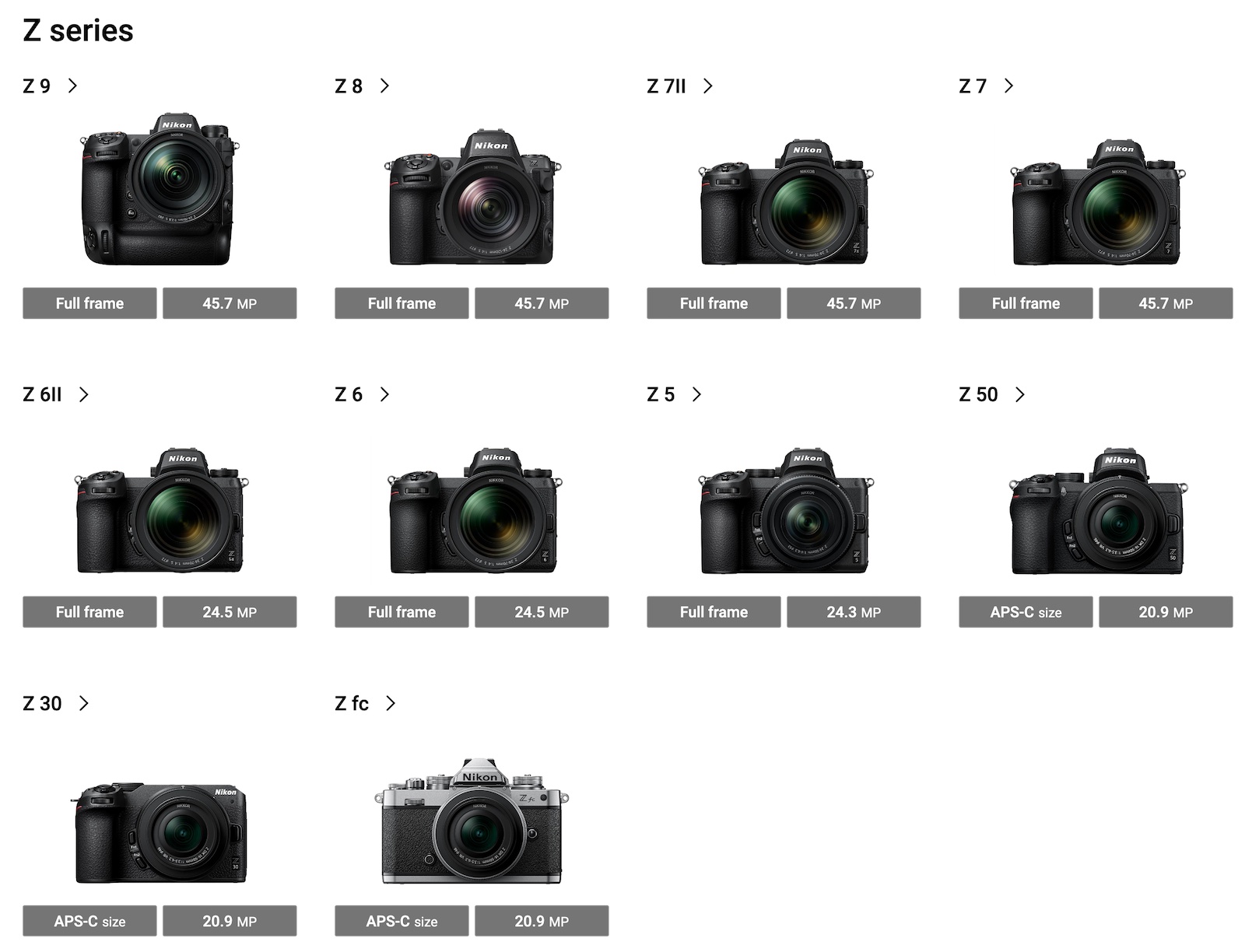 There is no more a space in the Nikon Z camera model nomenclature ...