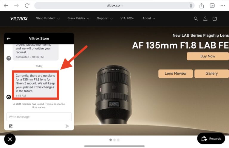Viltrox currently has no plans to make the 135mm f/1.8 LAB lens for ...