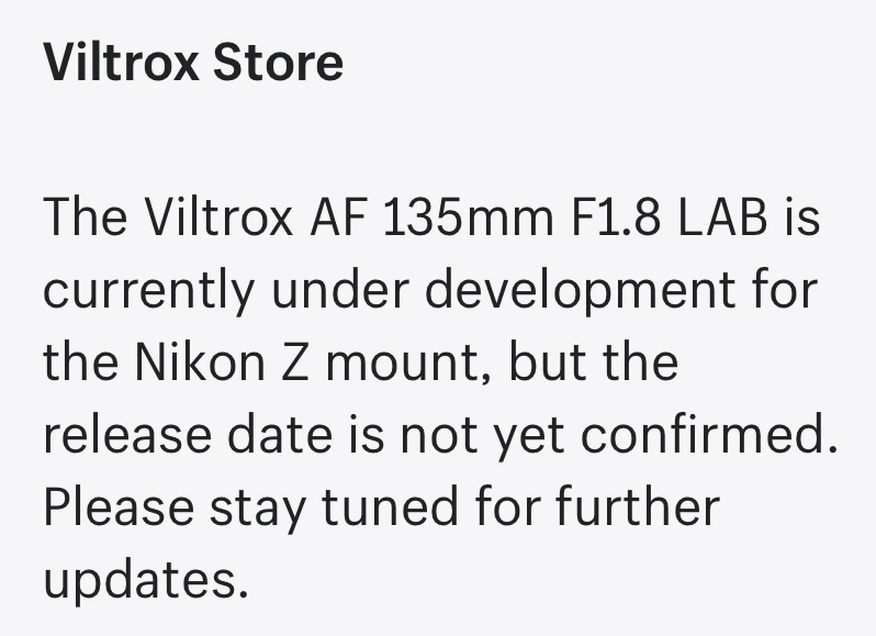 Viltrox AF 135mm f/1.8 LAB and 35mm f/1.7 lenses coming to Nikon Z-mount - Nikon Rumors