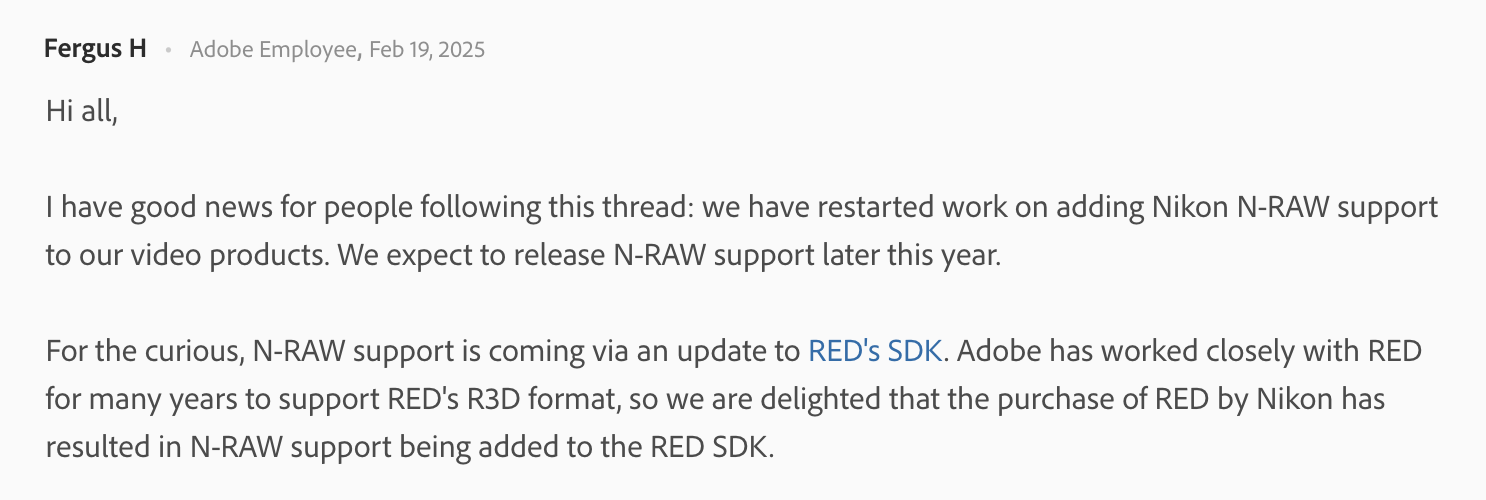 Nikon N-RAW support is finally coming to Adobe Premier Pro later this year - Nikon Rumors
