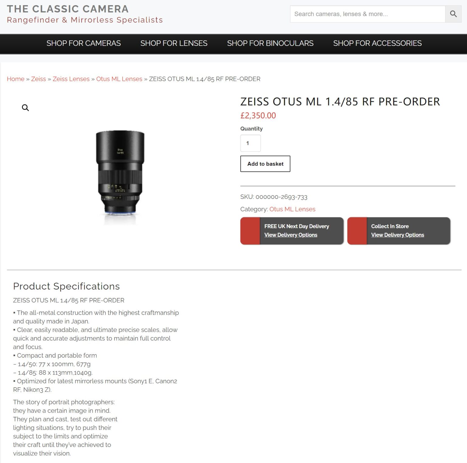 Confirmed: Zeiss Otus ML 50mm and 85mm f/1.4 mirrorless lenses for ...
