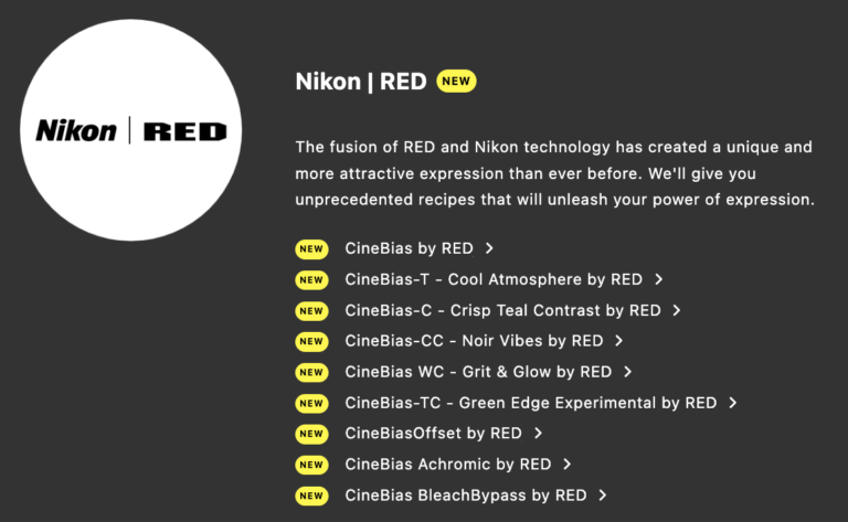 Nikon & RED + three additional new image recipes officially released ...
